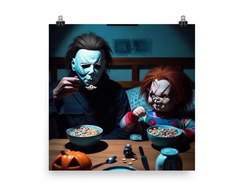 Michael Myers and Chucky Eating Cereal Funny Horror Movie Poster Unique ...