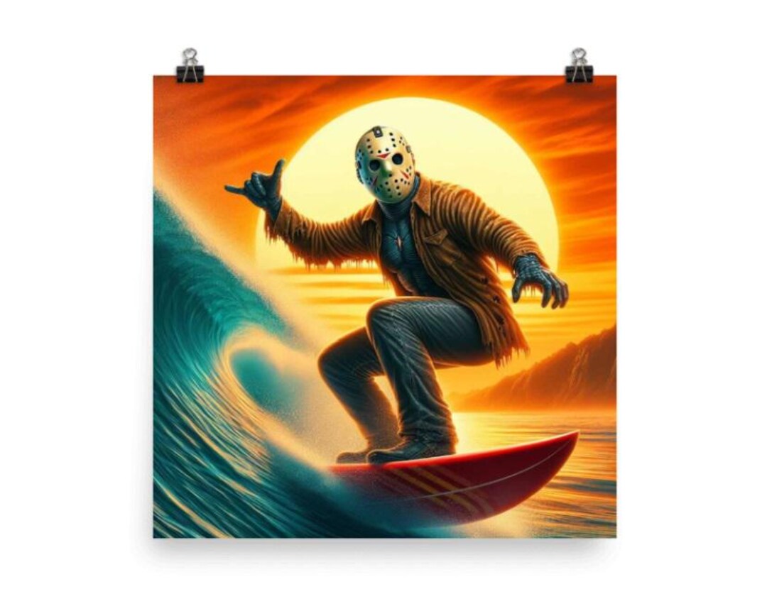 Jason Vorhees Surfing Funny Horror Movie Poster Unique Poster Museum ...