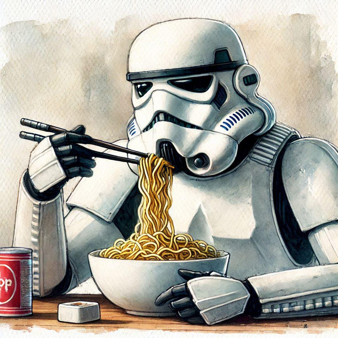 Stormtrooper and Noodles Funny Star Wars Poster Funny Poster in ...