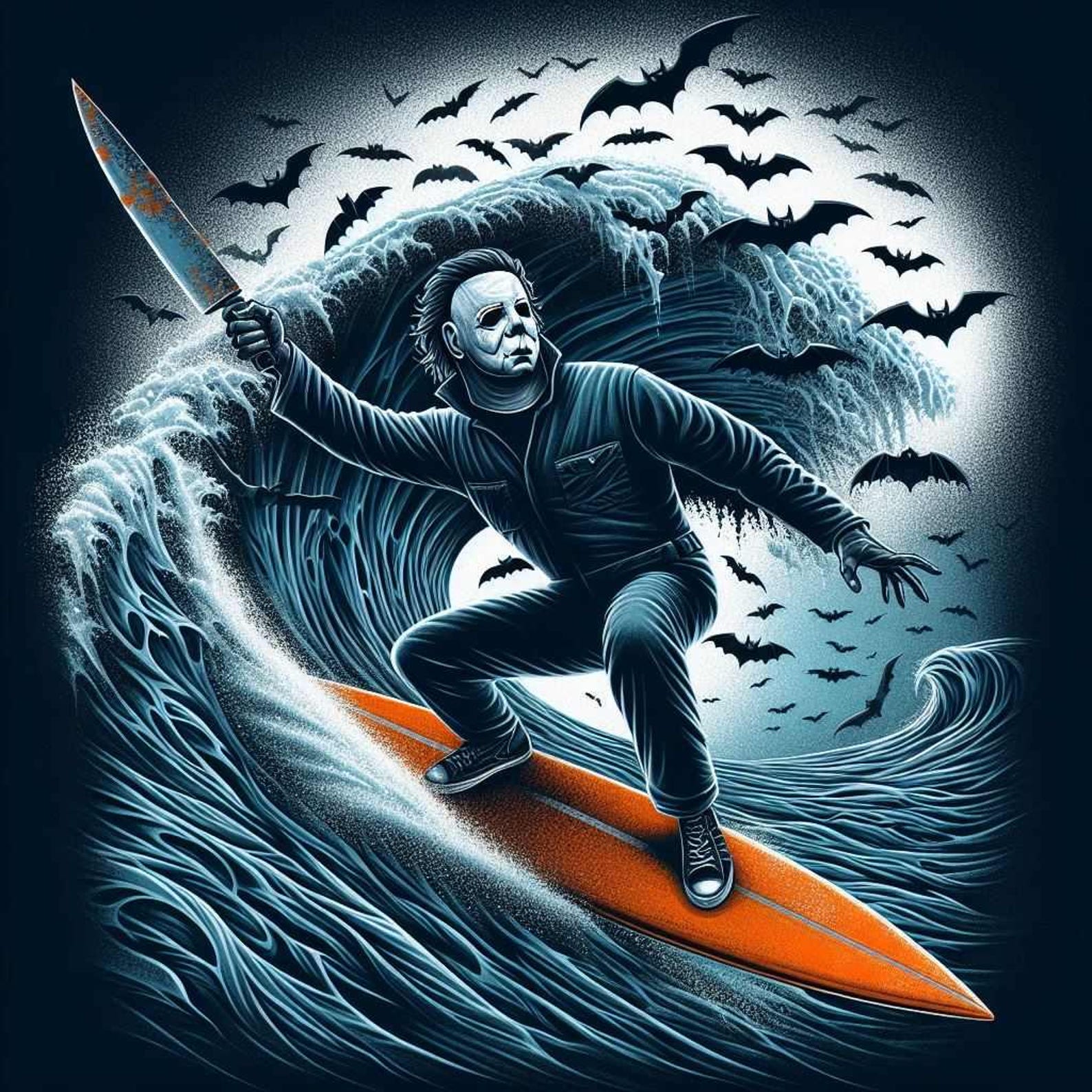 Michael Myers Surfing Funny Horror Movie Poster Halloween Unique Poster ...
