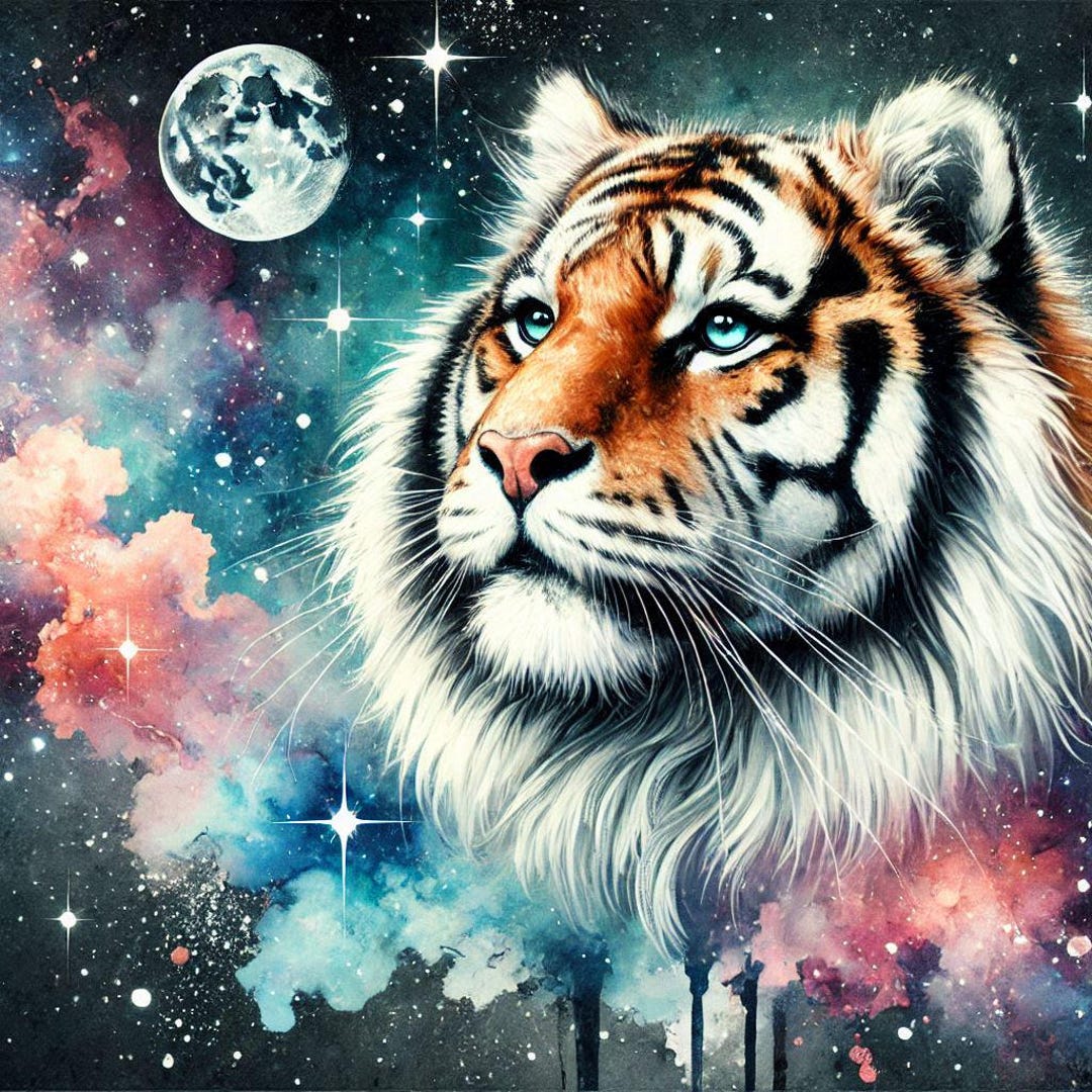 Mighty Tiger in Space Animal Poster Museum Quality Semi-glossy Paper ...