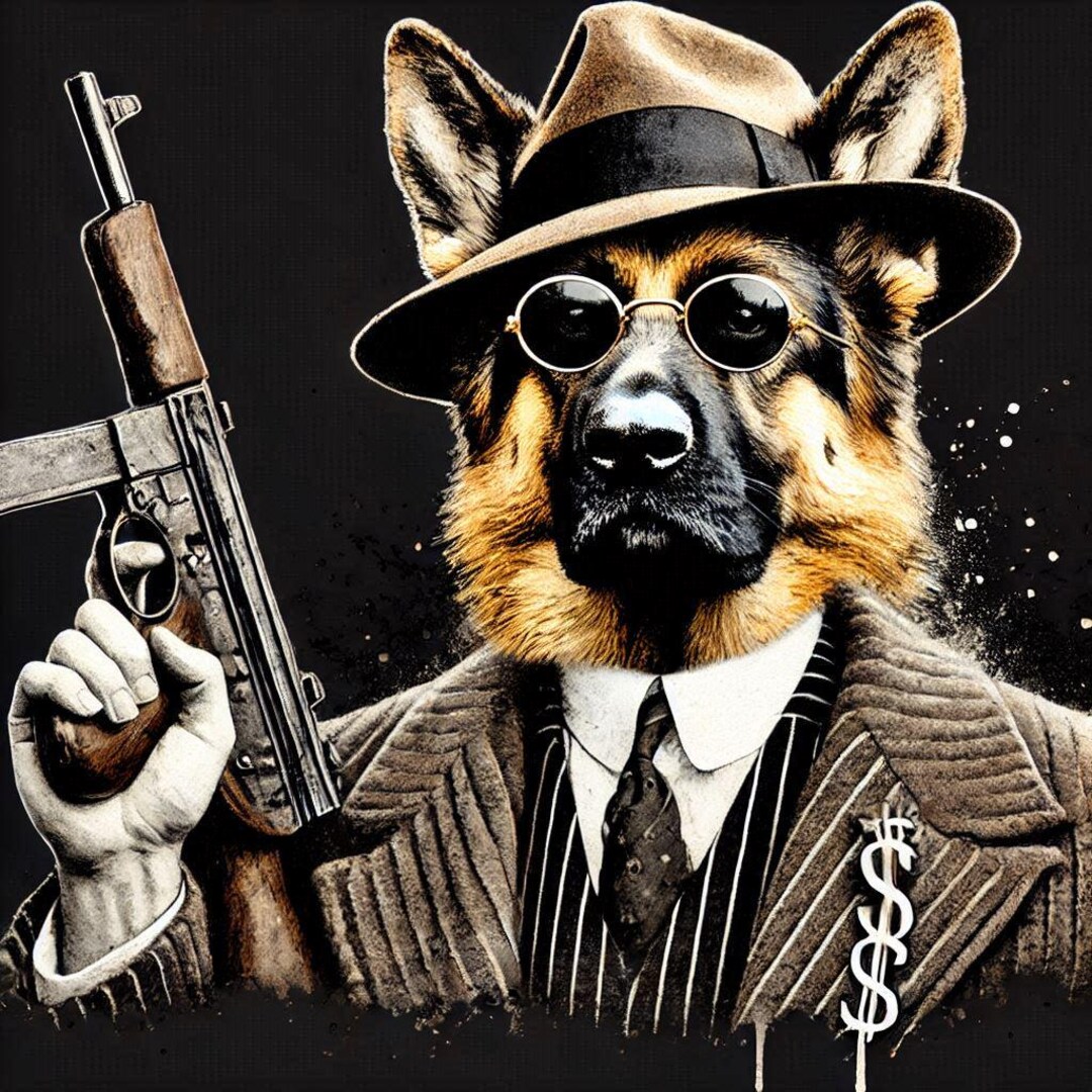 Badass German Shepherd Gangster From the 1930s Funny Poster in Vintage ...