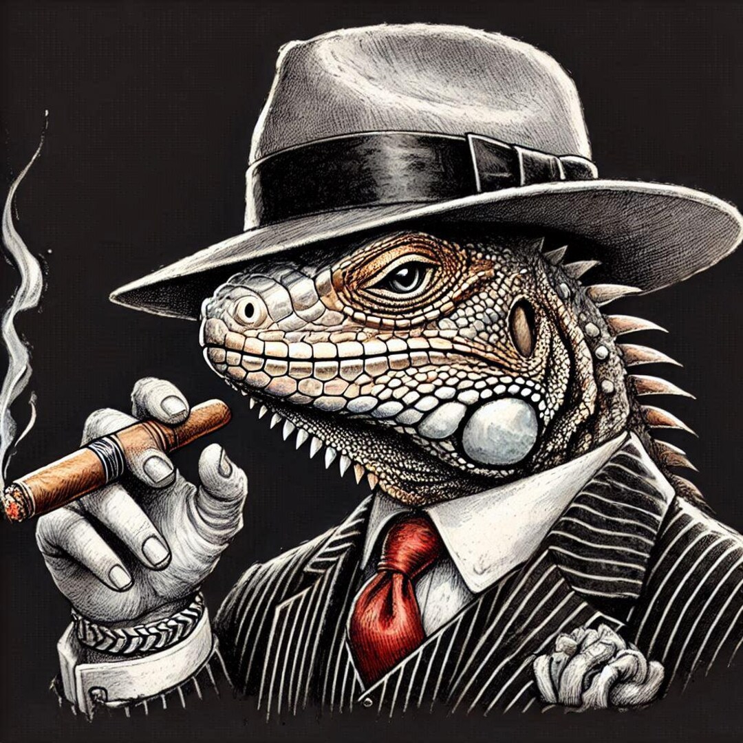 Lizard Gangster From the 1930s Cool Poster in Watercolor Style Museum ...