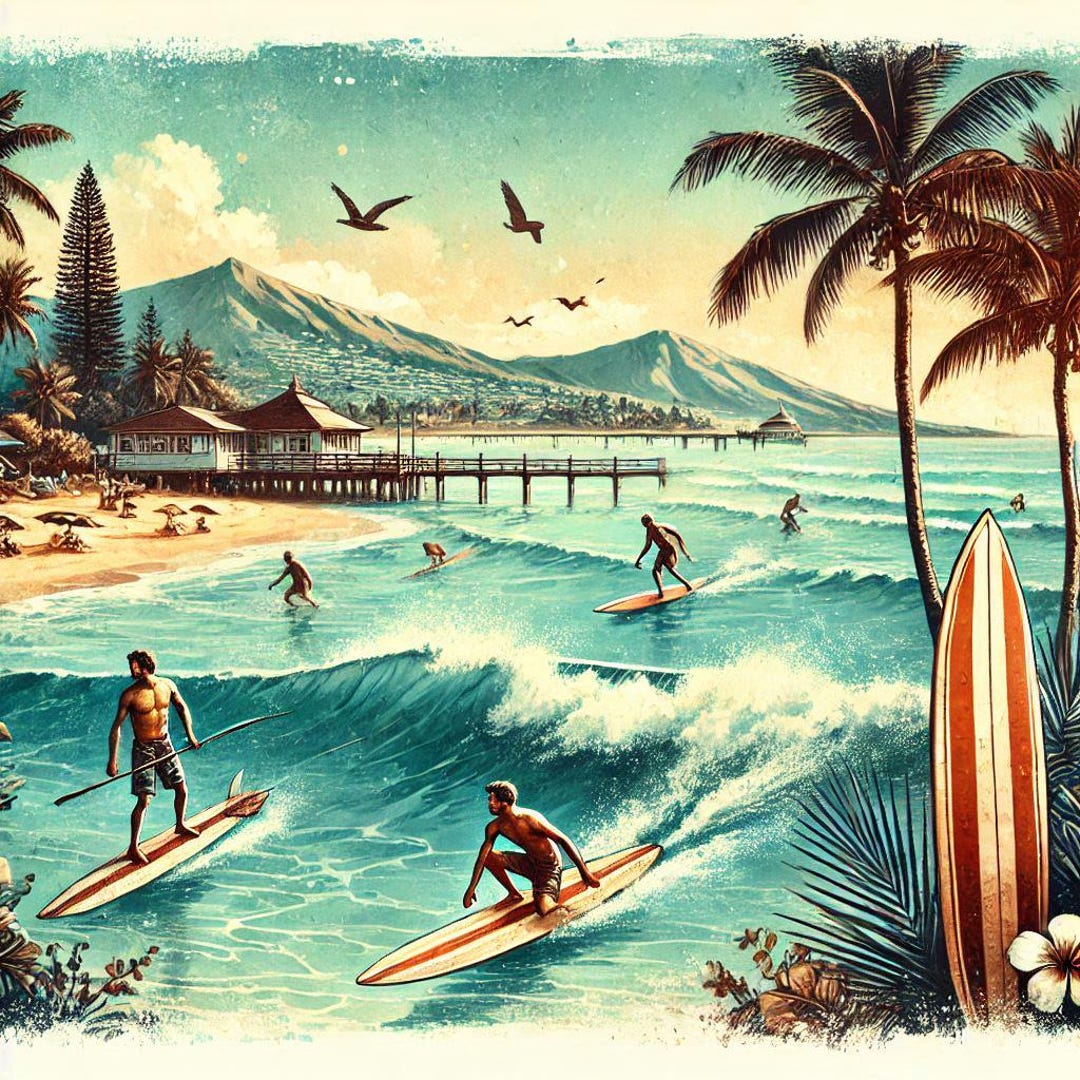 Classic Vintage Hawaii Surfing Poster Vintage Poster in Vintage Style ...