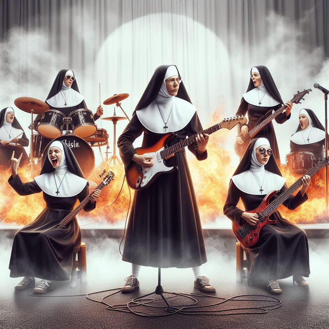 Nuns Playing Heavy Metal Unique Poster Museum-quality Poster on Thick ...