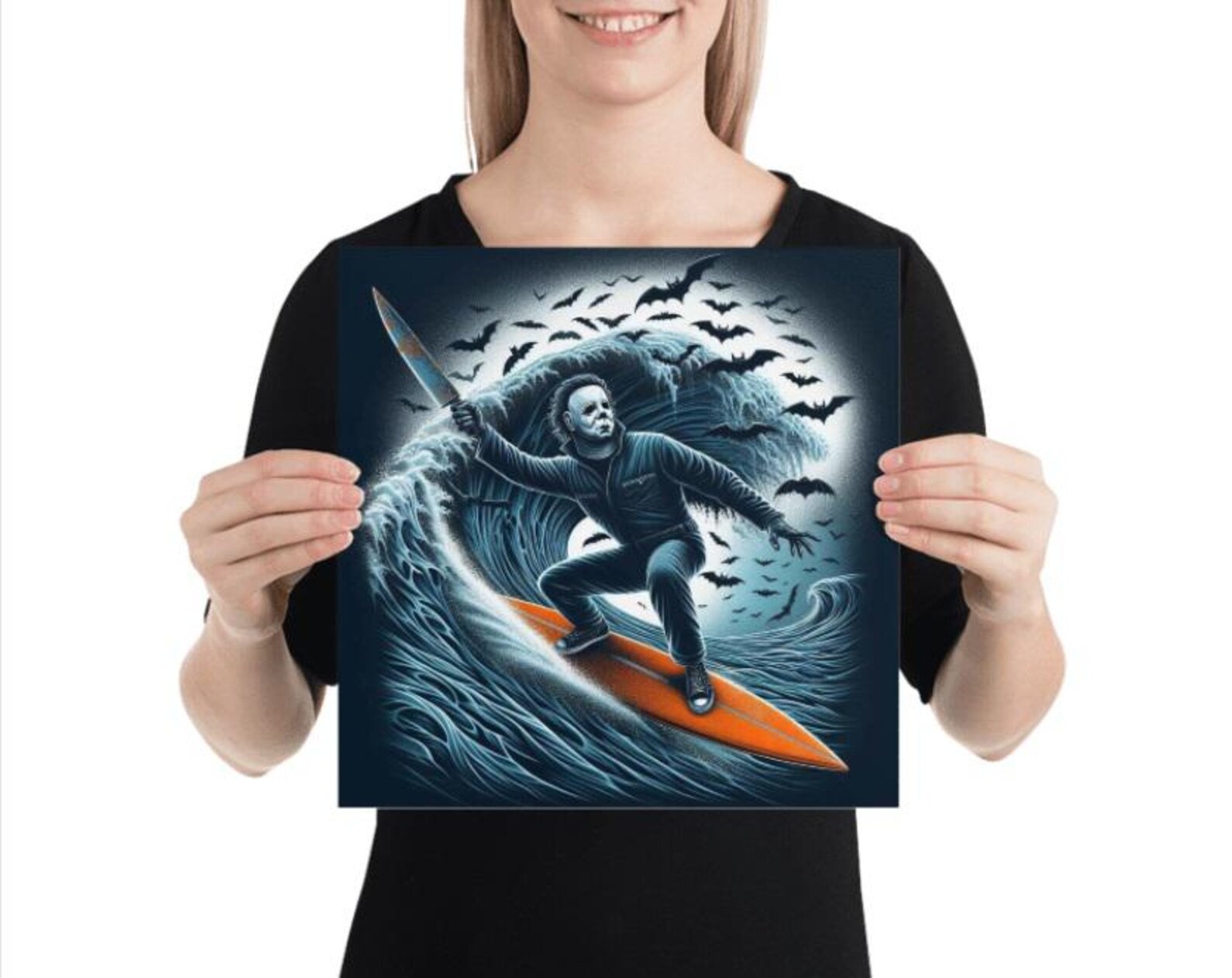 Michael Myers Surfing Funny Horror Movie Poster Halloween Unique Poster ...