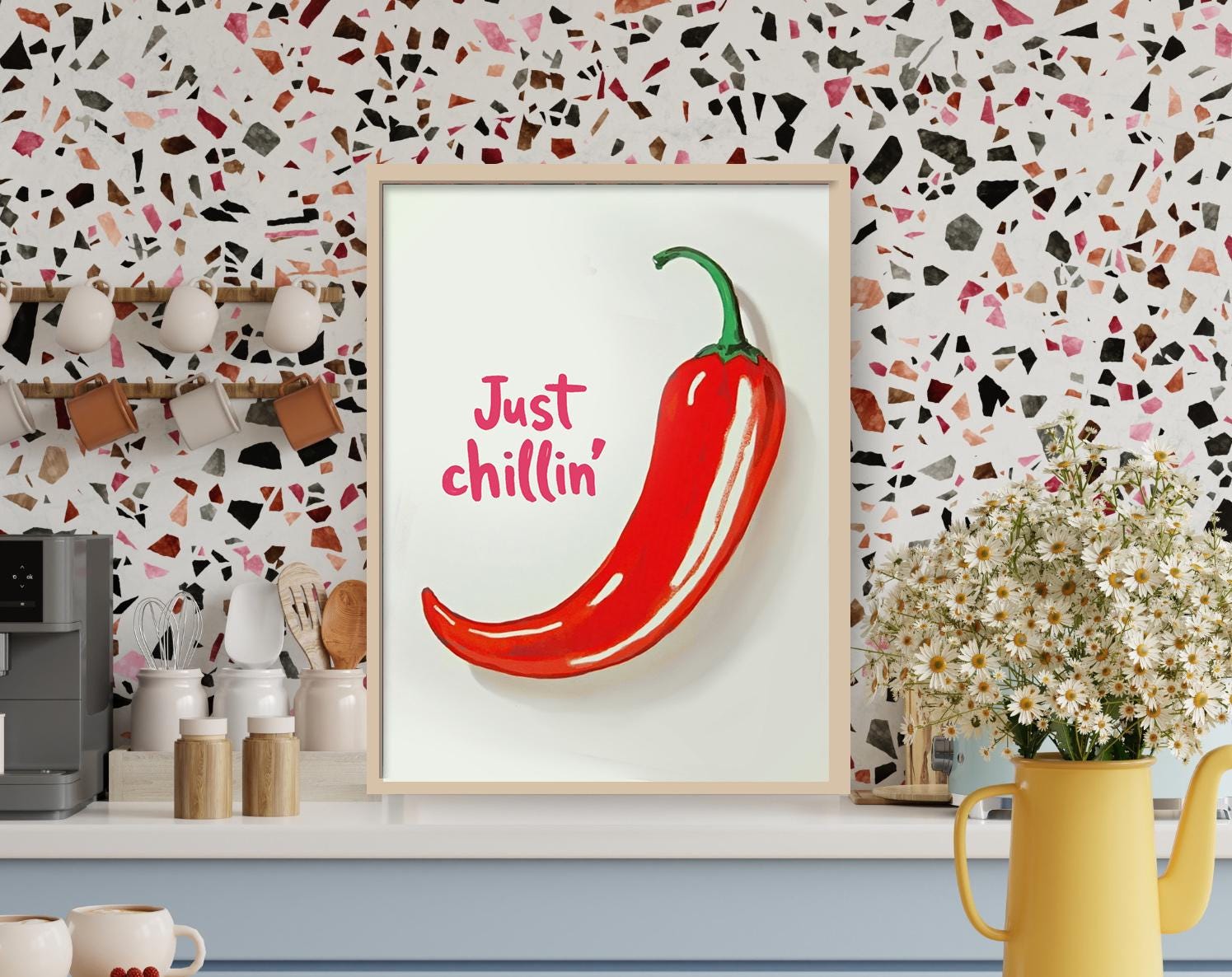 Chili Pepper Kitchen Print | Funny Boho Wall Art - Etsy