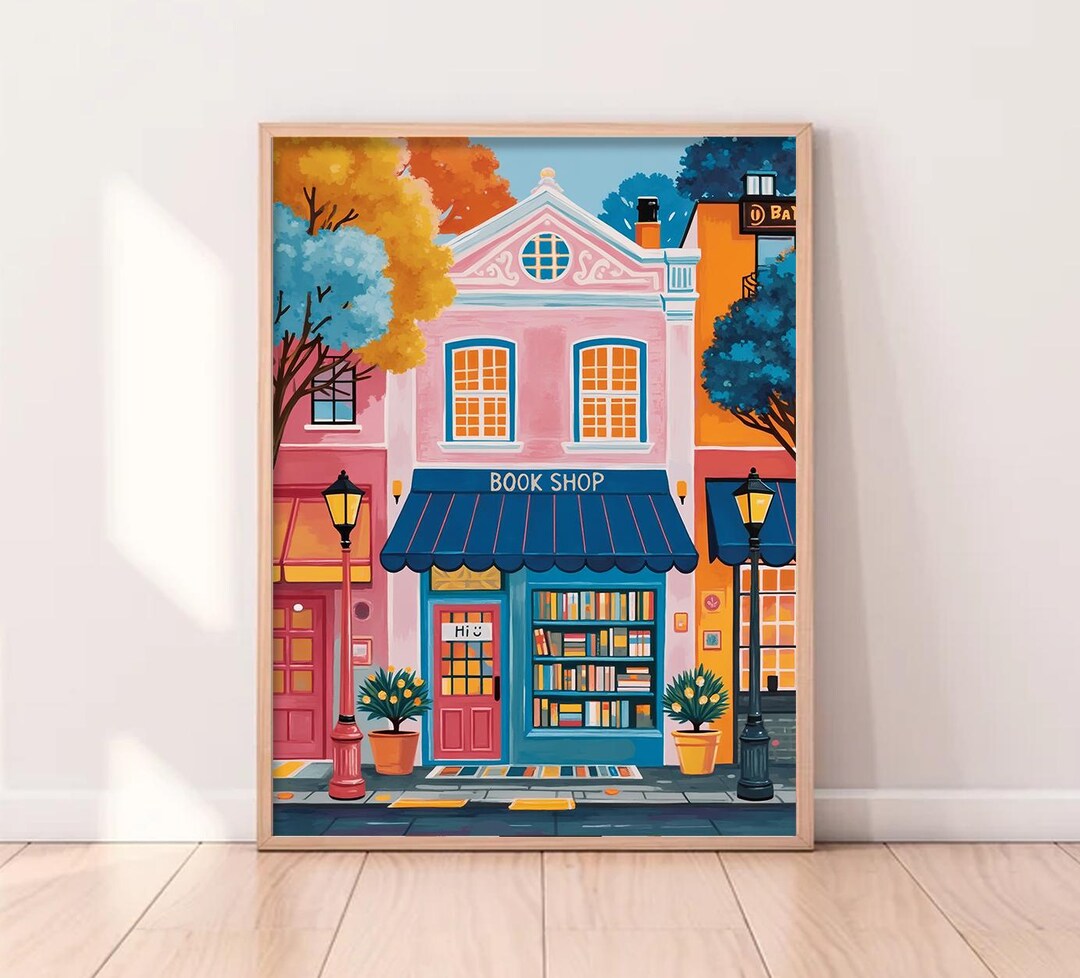 Bookstore Wall Art | Boho Door View Book Print | Reading Nook Decor ...