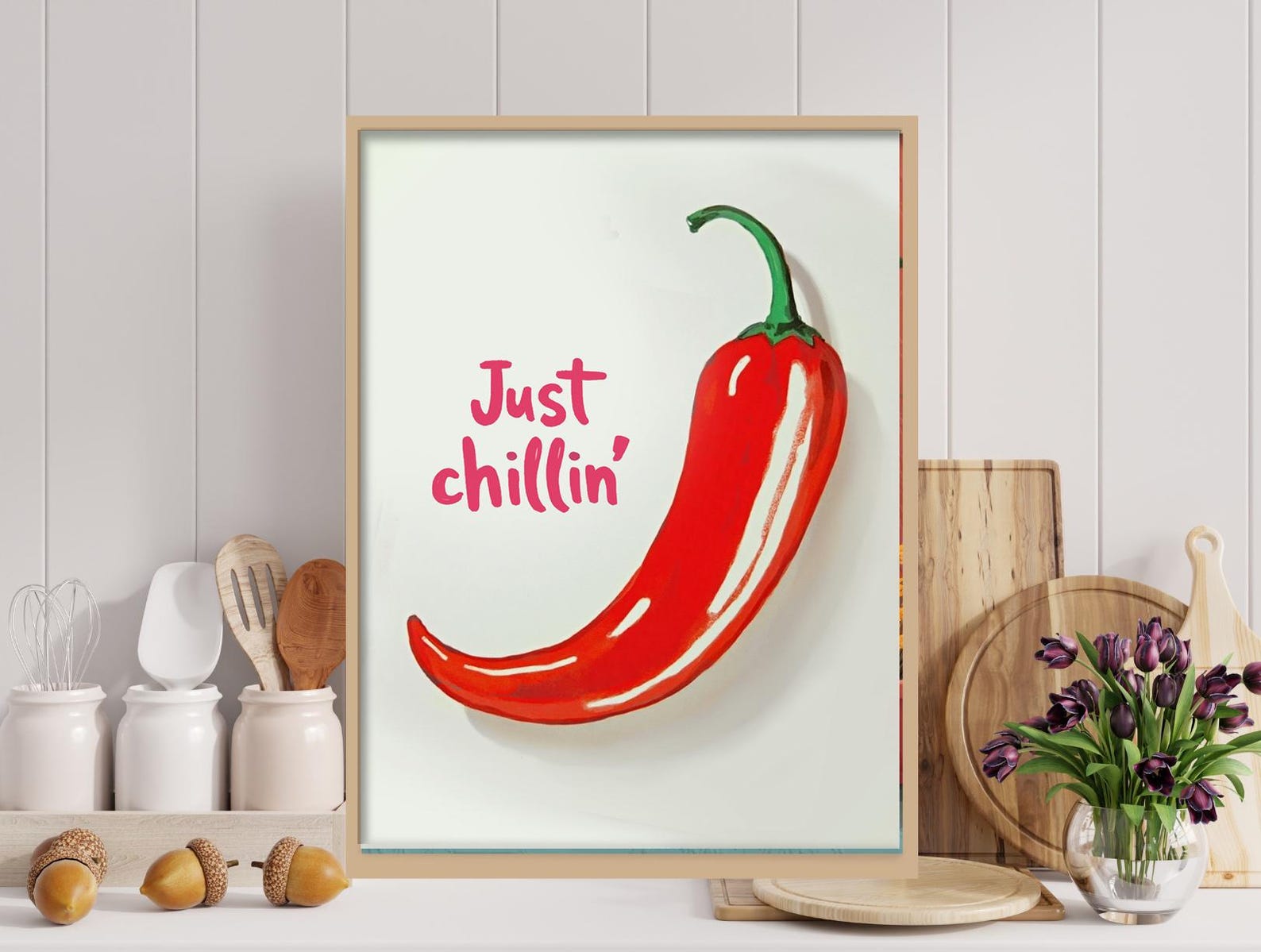 Chili Pepper Kitchen Print | Funny Boho Wall Art - Etsy