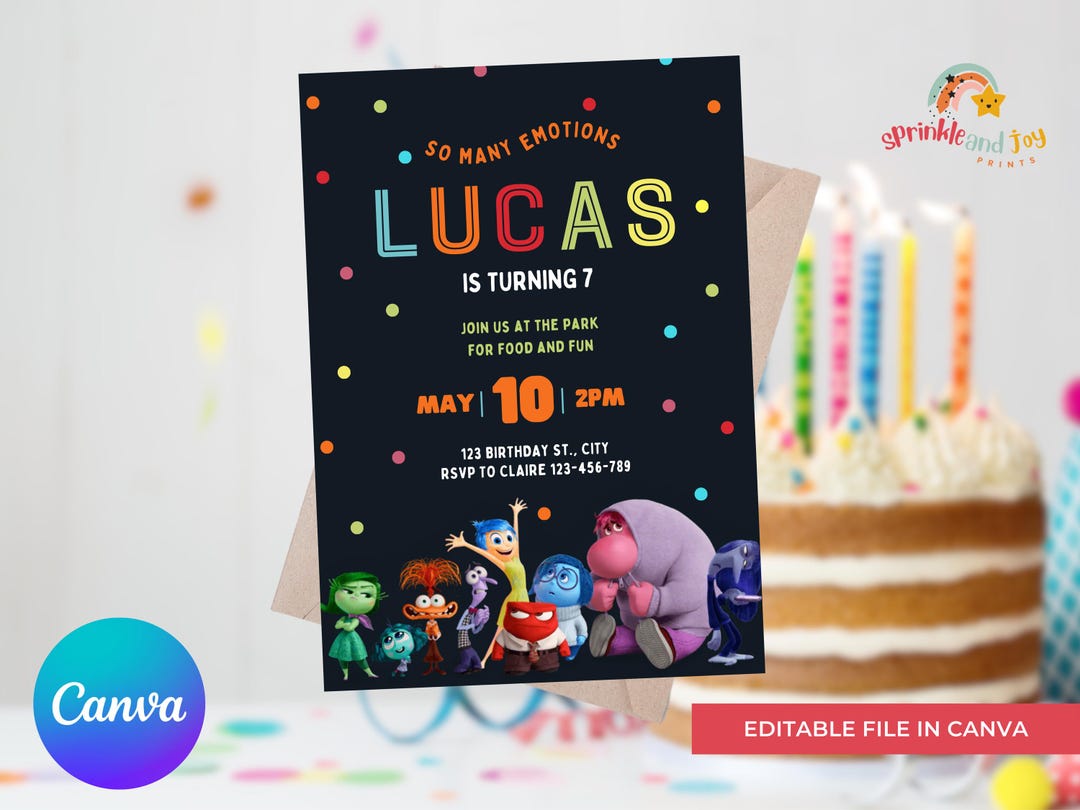 Inside Out 2 Birthday Invitation Printable Movie Party Invite Editable ...
