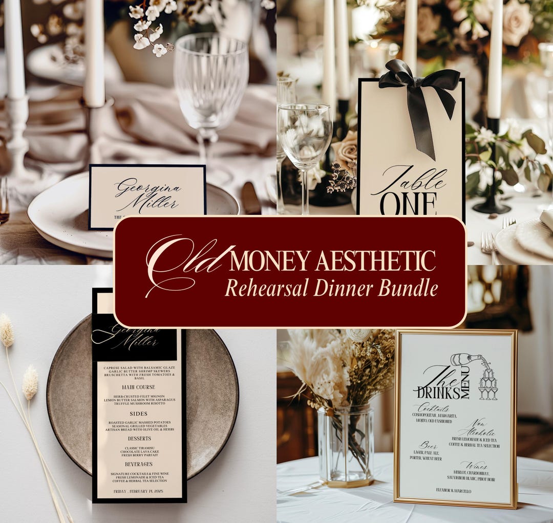 Old Money Rehearsal Dinner Printables: Luxe Table Setting (digital ...