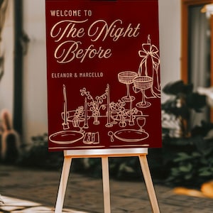 The Night Before Welcome Sign, Rehearsal Dinner Decor Whimsical Hand ...