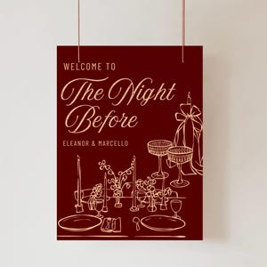 The Night Before Welcome Sign, Rehearsal Dinner Decor Whimsical Hand ...