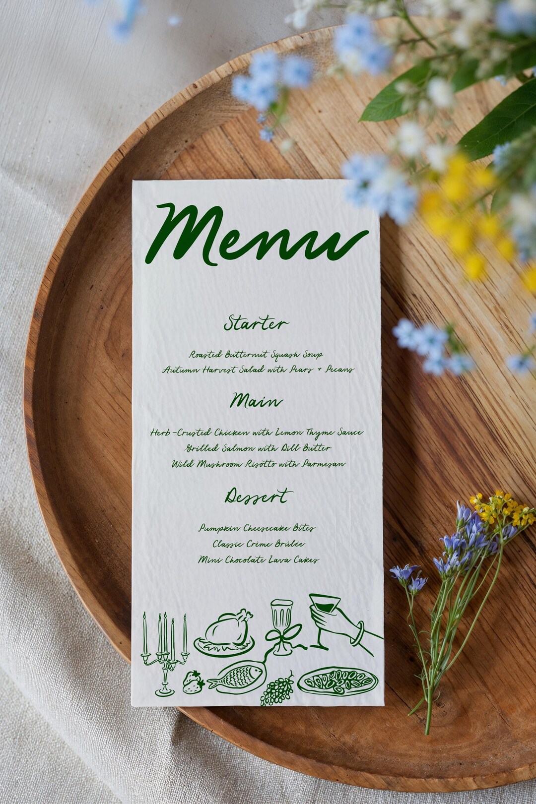 Handwritten Table Decor Set: Editable Menu, Place Card, Table Number ...