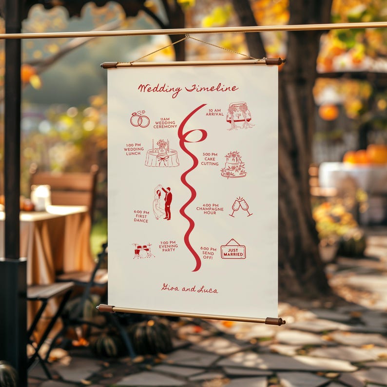 Whimsical Wedding Timeline Sign, Order of Events, Hand-drawn Wedding ...
