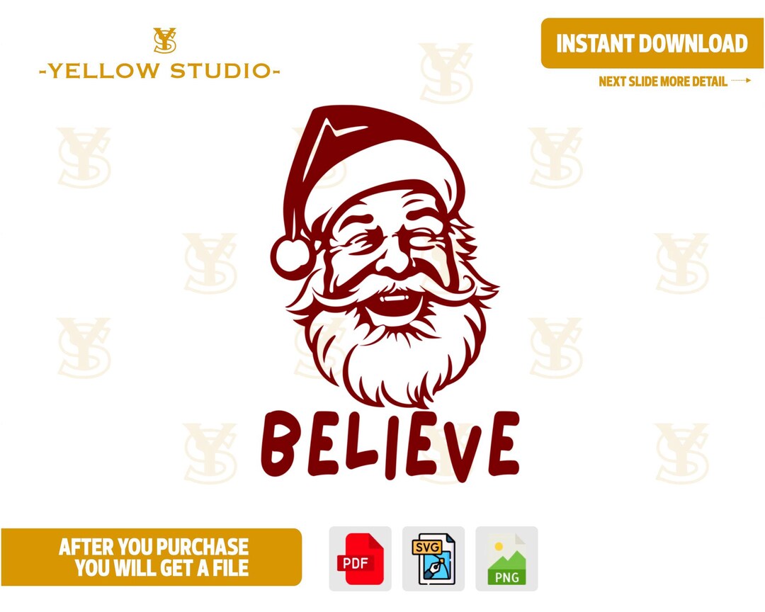 Santa Claus Svg Png | Believe Svg | Christmas Santa Svg | Santa Png ...
