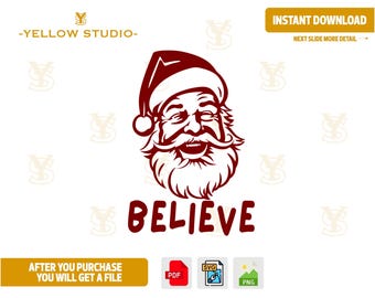 Santa Claus Svg Png | Believe Svg | Christmas Santa Svg | Santa Png ...
