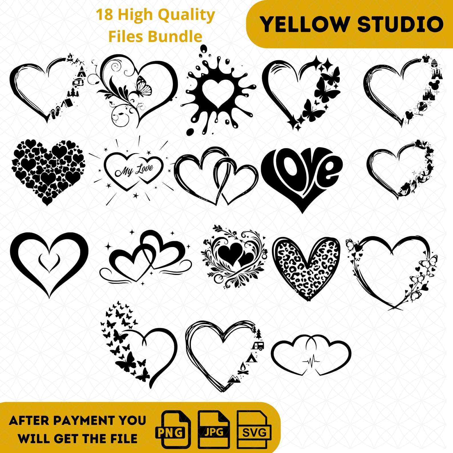 Hearts Svg Bundle, Heart Outline Svg, Heart Cut Files, Heart Clipart ...