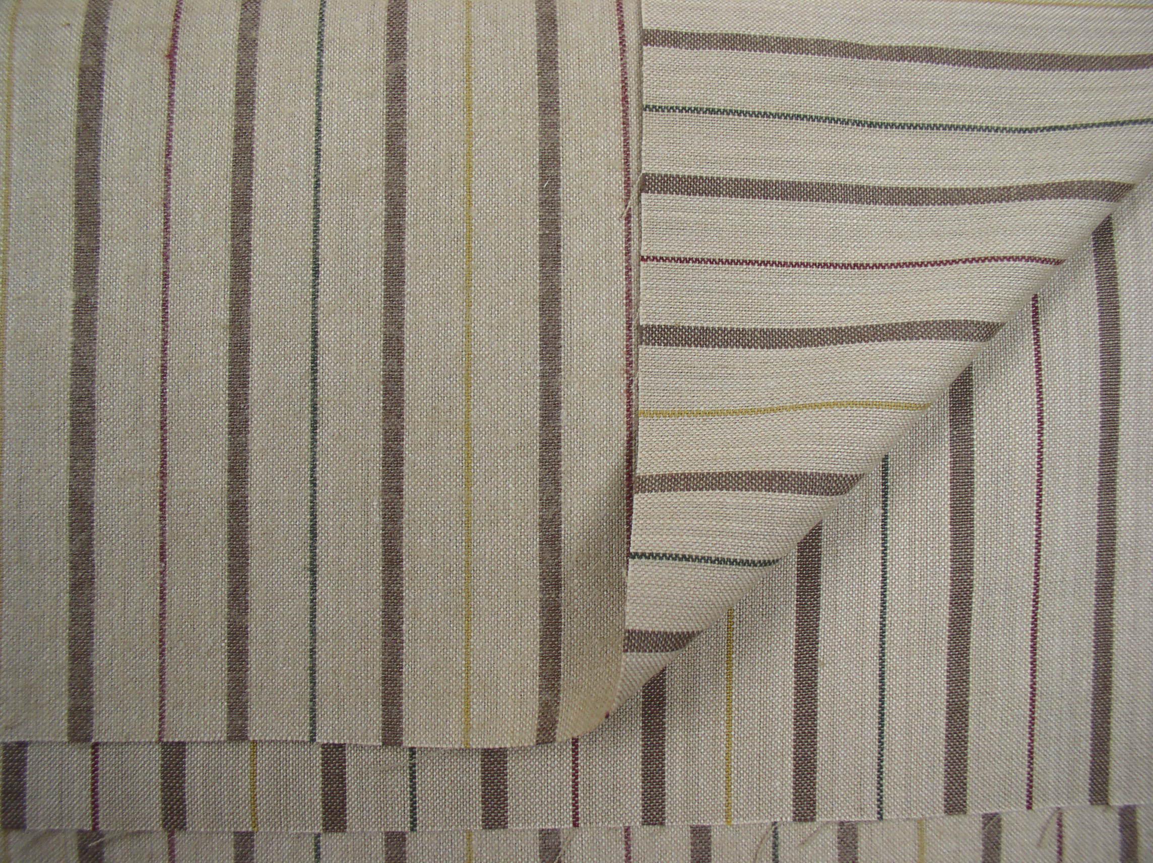 Khaki With Colored Pinstripes Homespun Flannel Fabric by the Yard or ...