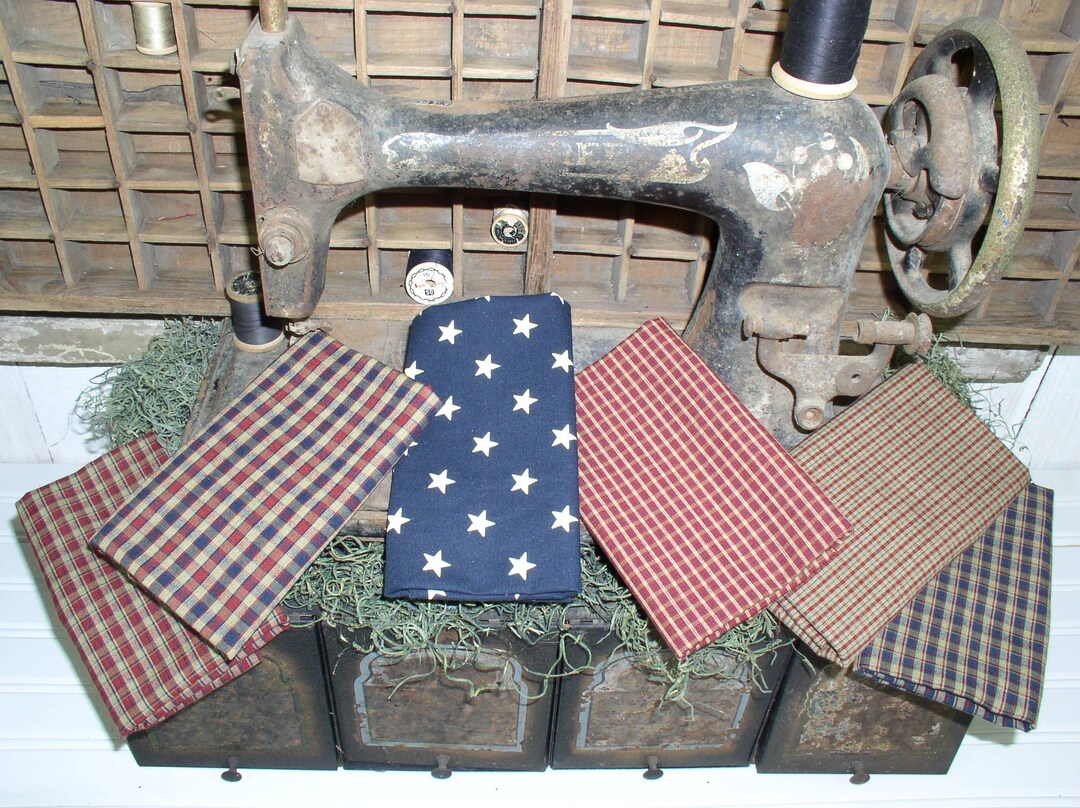 Navy, Berry, Khaki Americana Cotton Homespun Fat Quarter Bundle or ...