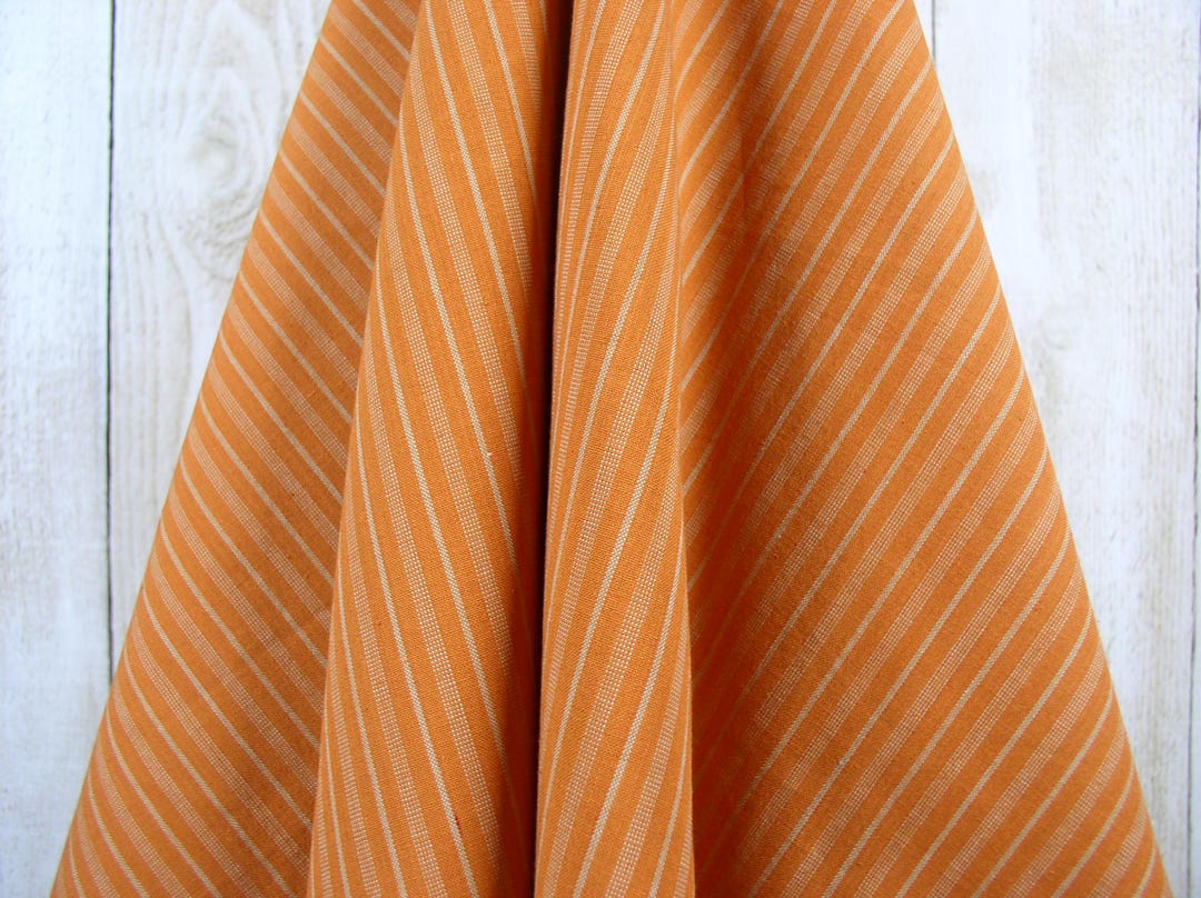 Orange Stripe Homespun Flannel Fabric by the Yard or Half-yard Cotton ...