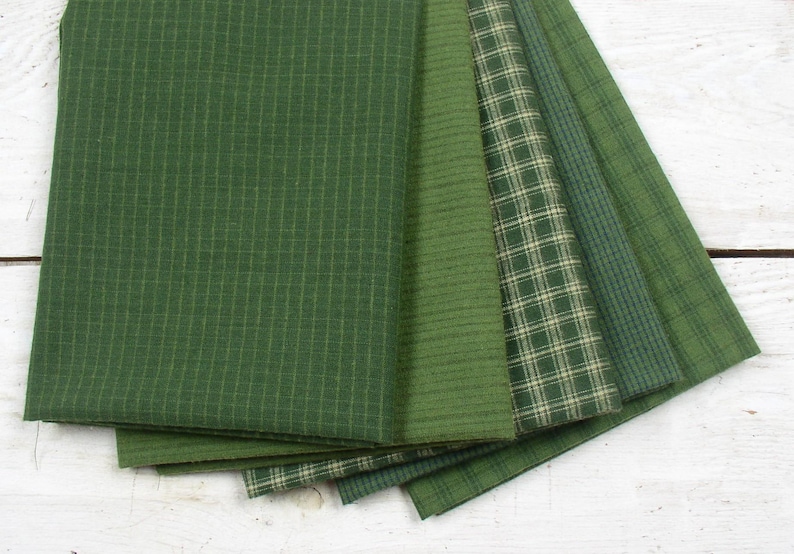 Forest Green Homespun Flannel 5 PC Fat Quarter Bundle Fall Fabric ...