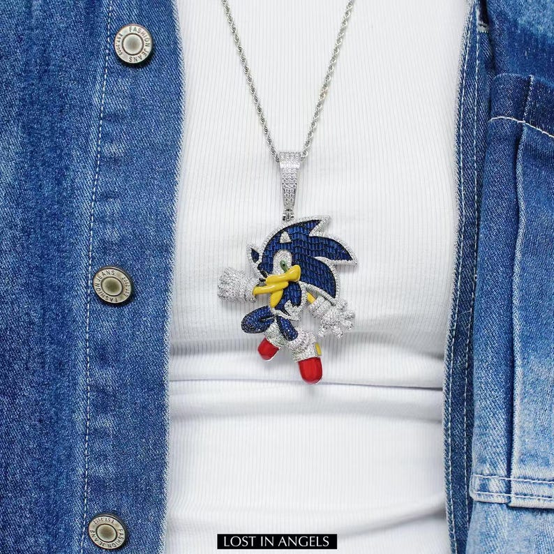 Bling Hip-hop Sonic the Hedgehog Pendant – Iced Out Bold Bling W/ CZ ...