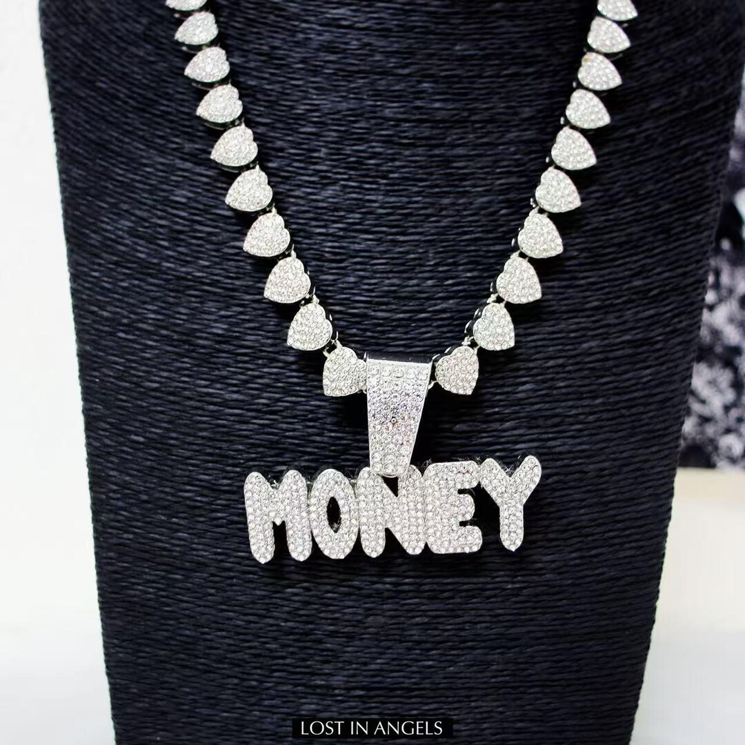 Iced Out 'money' Pendant Necklace: CZ Diamond Hip Hop Jewelry - Etsy