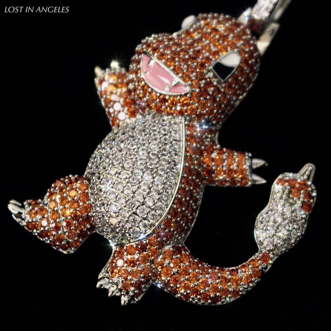 Iced Charmander Pendant Necklace: Hip Hop Anime Streetwear Jewelry - Etsy