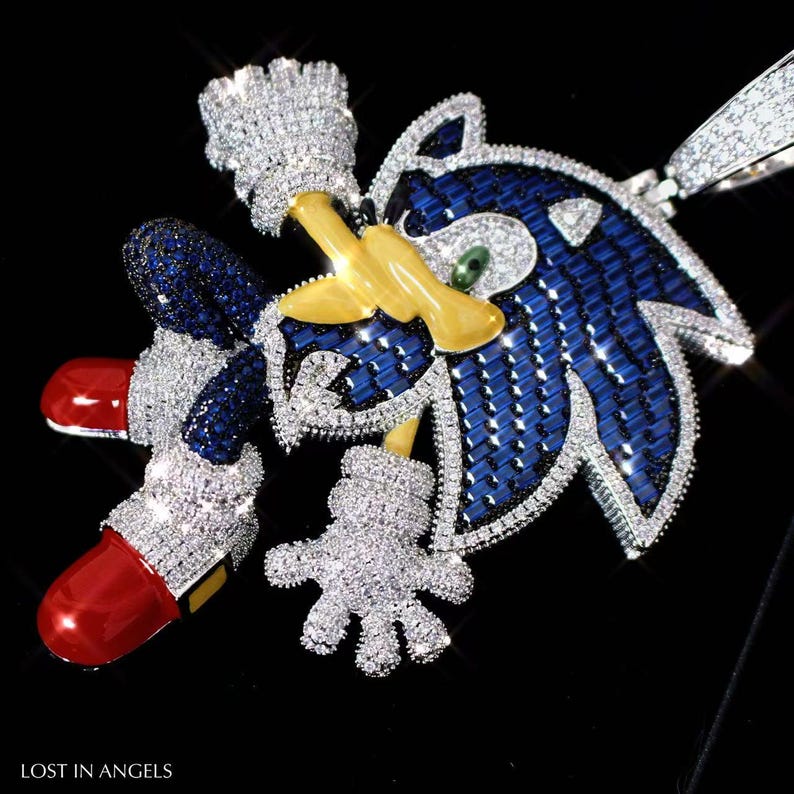 Bling Hip-hop Sonic the Hedgehog Pendant – Iced Out Bold Bling W/ CZ ...