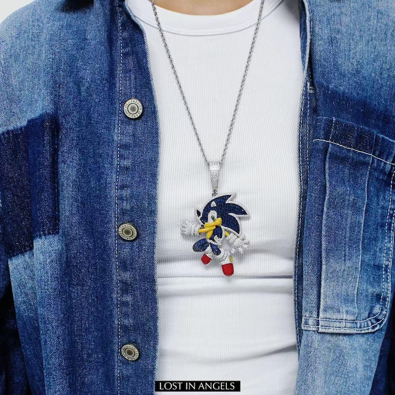 Bling Hip-hop Sonic the Hedgehog Pendant – Iced Out Bold Bling W/ CZ ...
