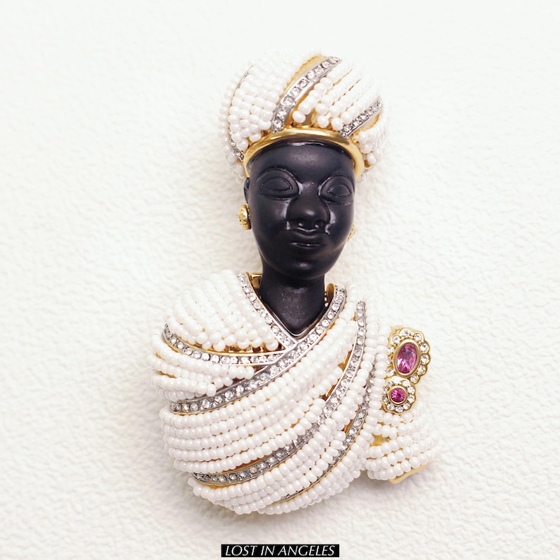 Vintage Style Moorish Portrait Brooch: Beaded Egyptian Ankh - Etsy