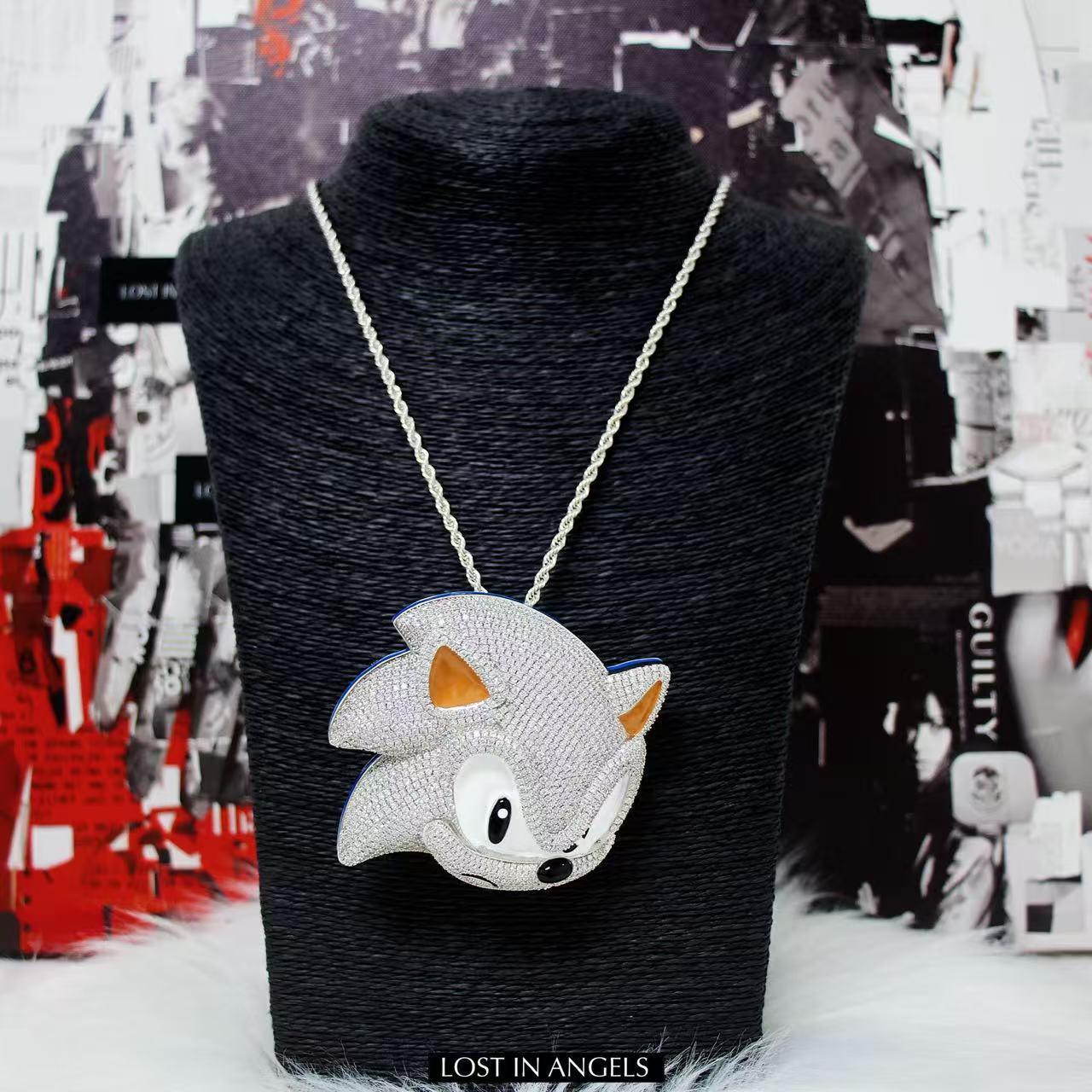 Iced Out Sonic 3D Pendant: CZ Bling Hip-hop Jewelry - Etsy