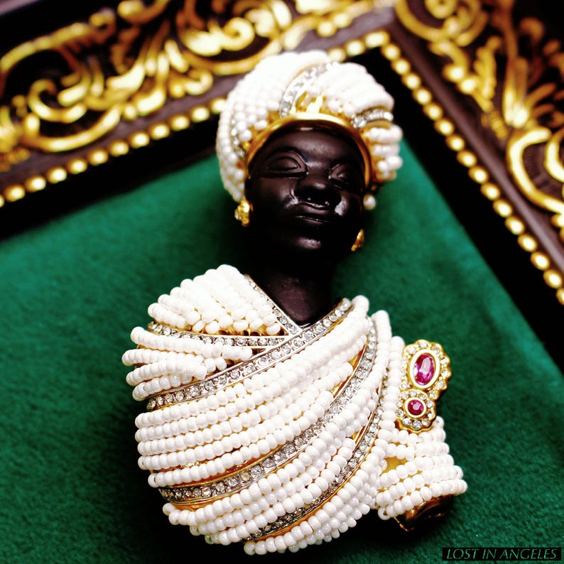 Vintage Style Moorish Portrait Brooch: Beaded Egyptian Ankh - Etsy