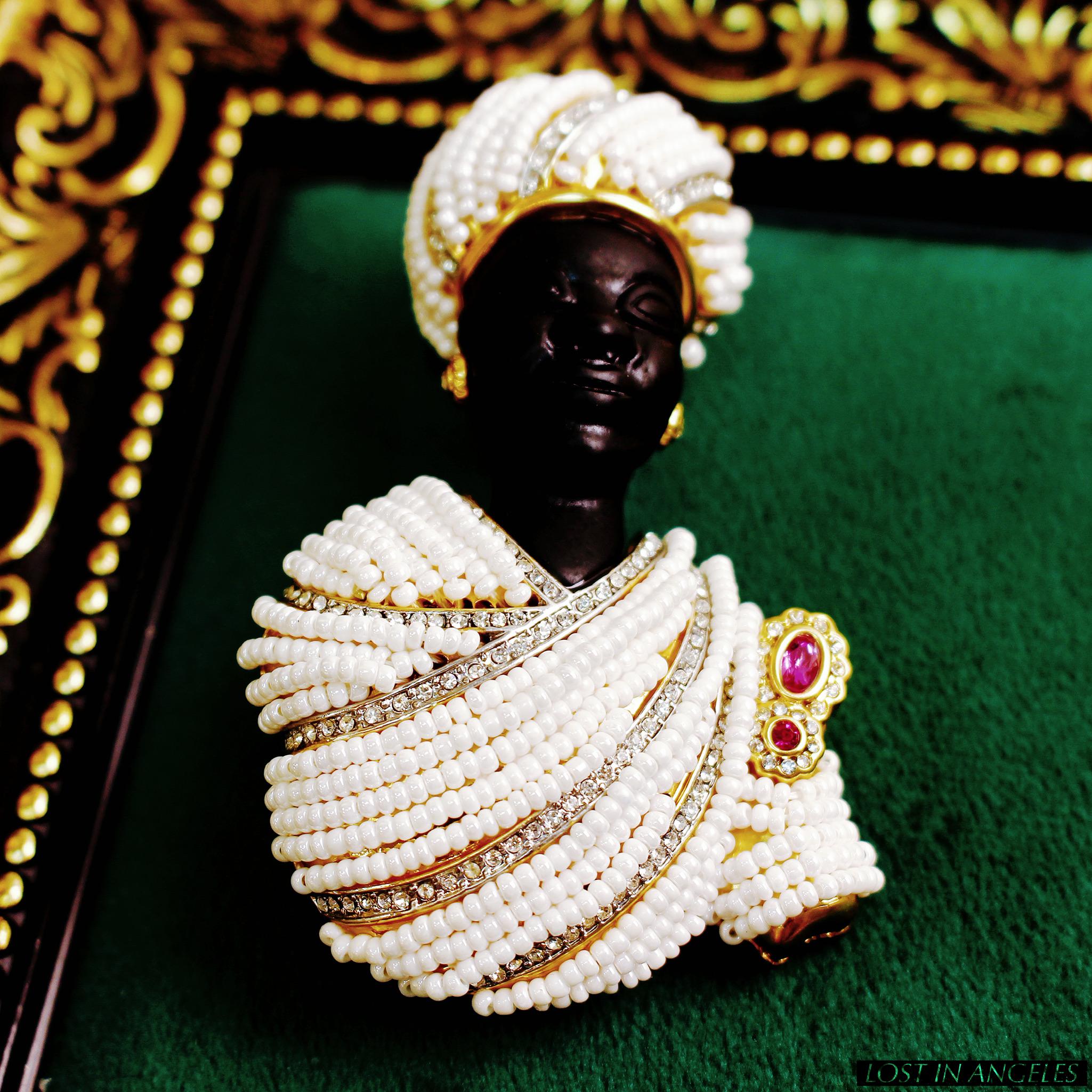 Vintage Style Moorish Portrait Brooch: Beaded Egyptian Ankh - Etsy