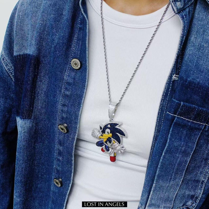Bling Hip-hop Sonic the Hedgehog Pendant – Iced Out Bold Bling W/ CZ ...