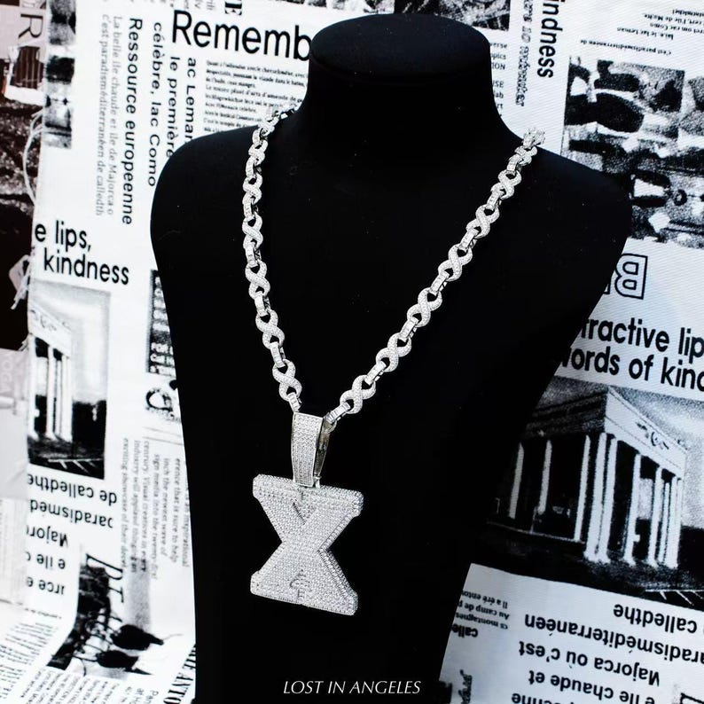 Iced Out "x" Pendant Necklace: Hip Hop Jewelry, Kendrick Lamar Inspired ...