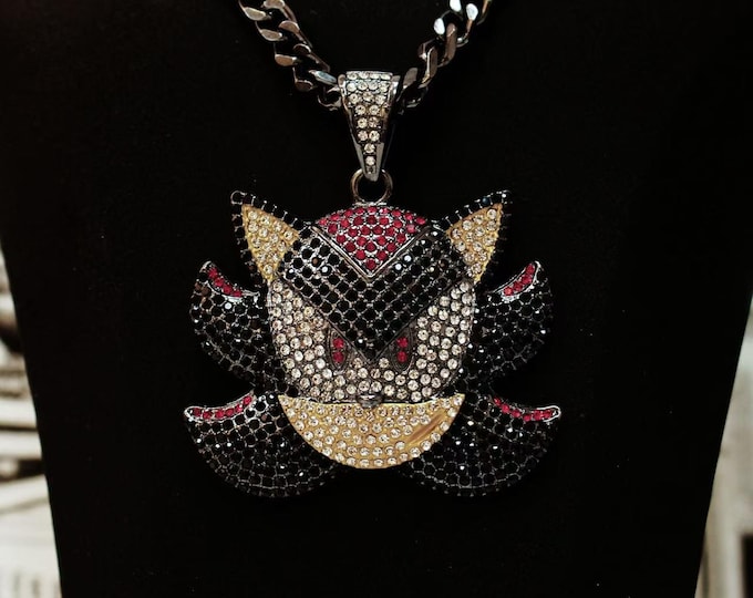 Iced Out Sonic Inspired Pendant: CZ Bling Hip-hop Necklace - Etsy