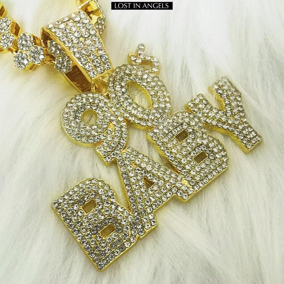90s Hip Hop Gold ICED OUT Cuban Link Necklace - Chunky Y2K Streetwear ...
