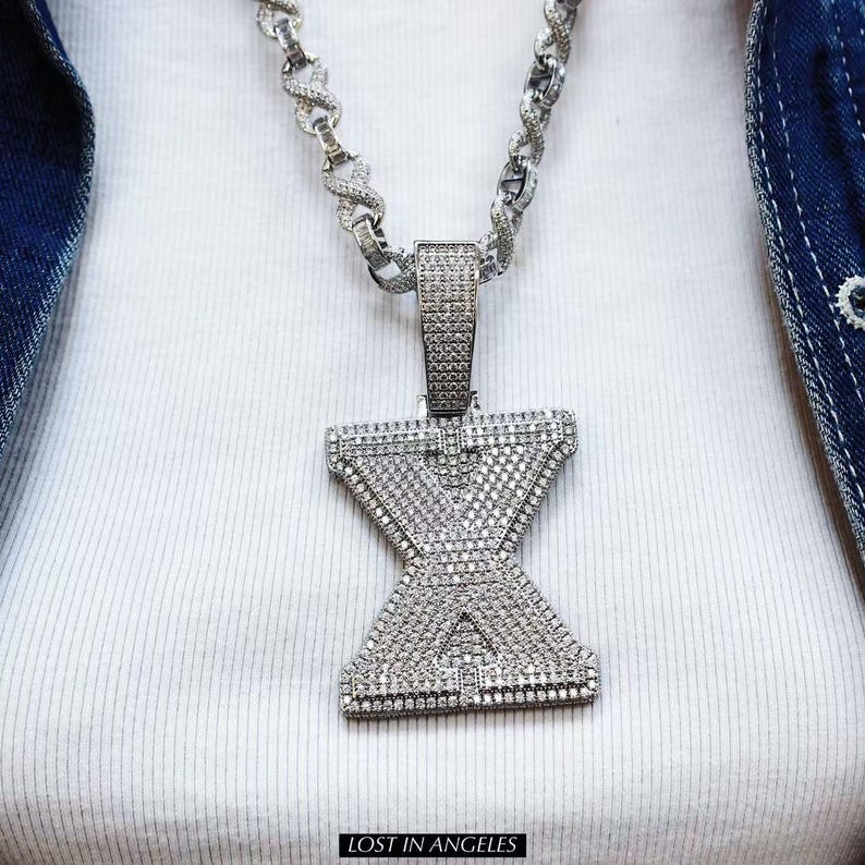 Iced Out "x" Pendant Necklace: Hip Hop Jewelry, Kendrick Lamar Inspired ...