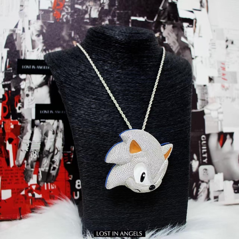 Iced Out Sonic 3D Pendant: CZ Bling Hip-hop Jewelry - Etsy