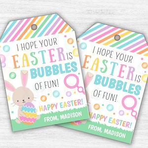 Editable Easter Bubbles Tag Bubbles of Fun Kids Easter Class Gift Tag ...