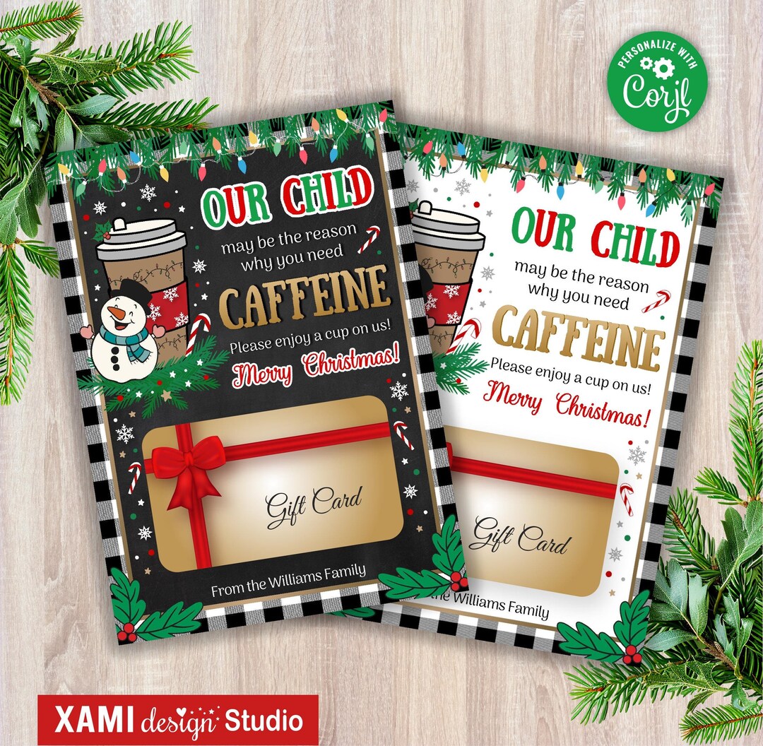 Editable Christmas Coffee Gift Card Holder Thanks a Latte Teacher ...