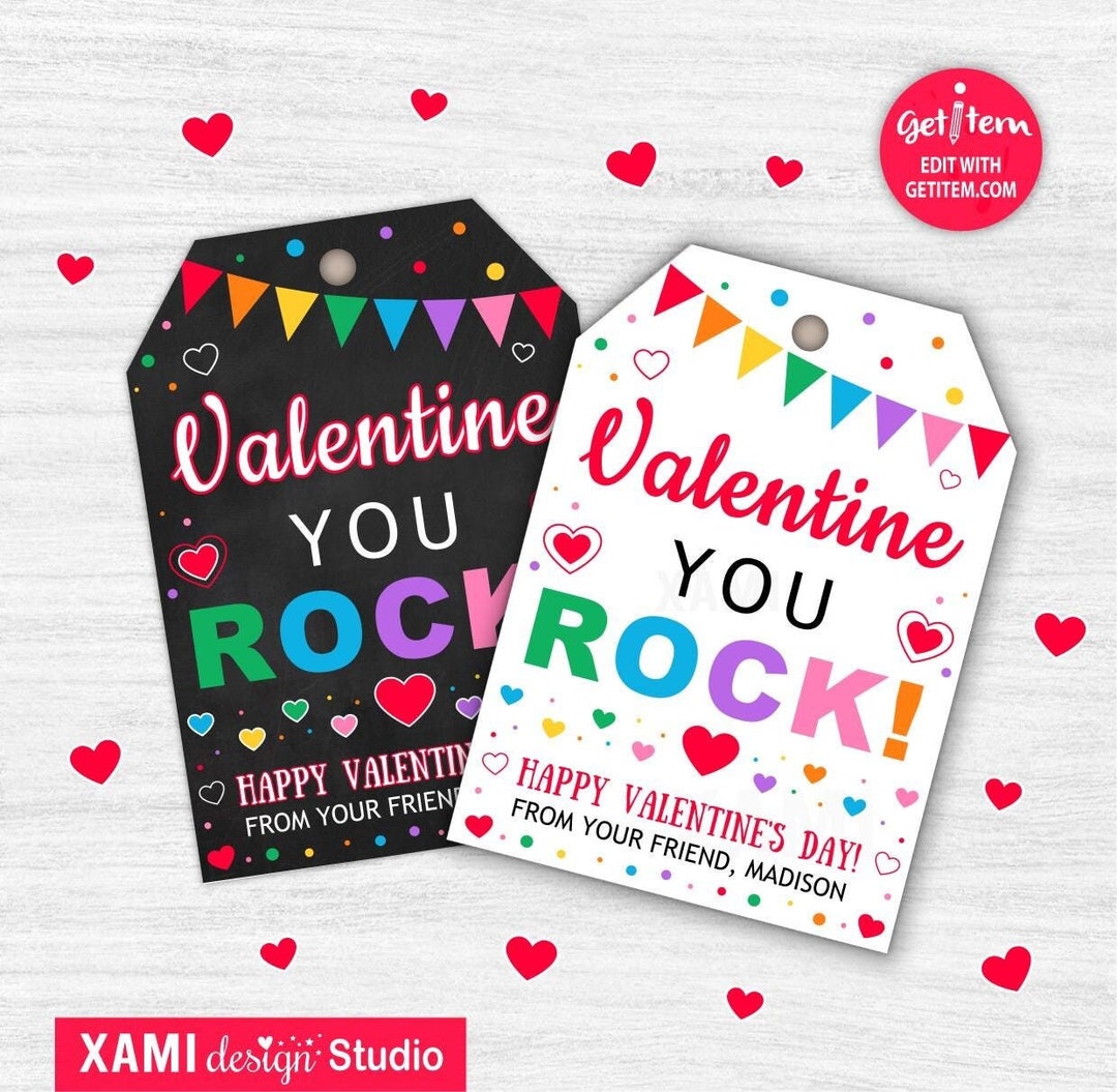 Editable Valentine You Rock Tag Classroom Rock Candy Tag Kids Classroom ...