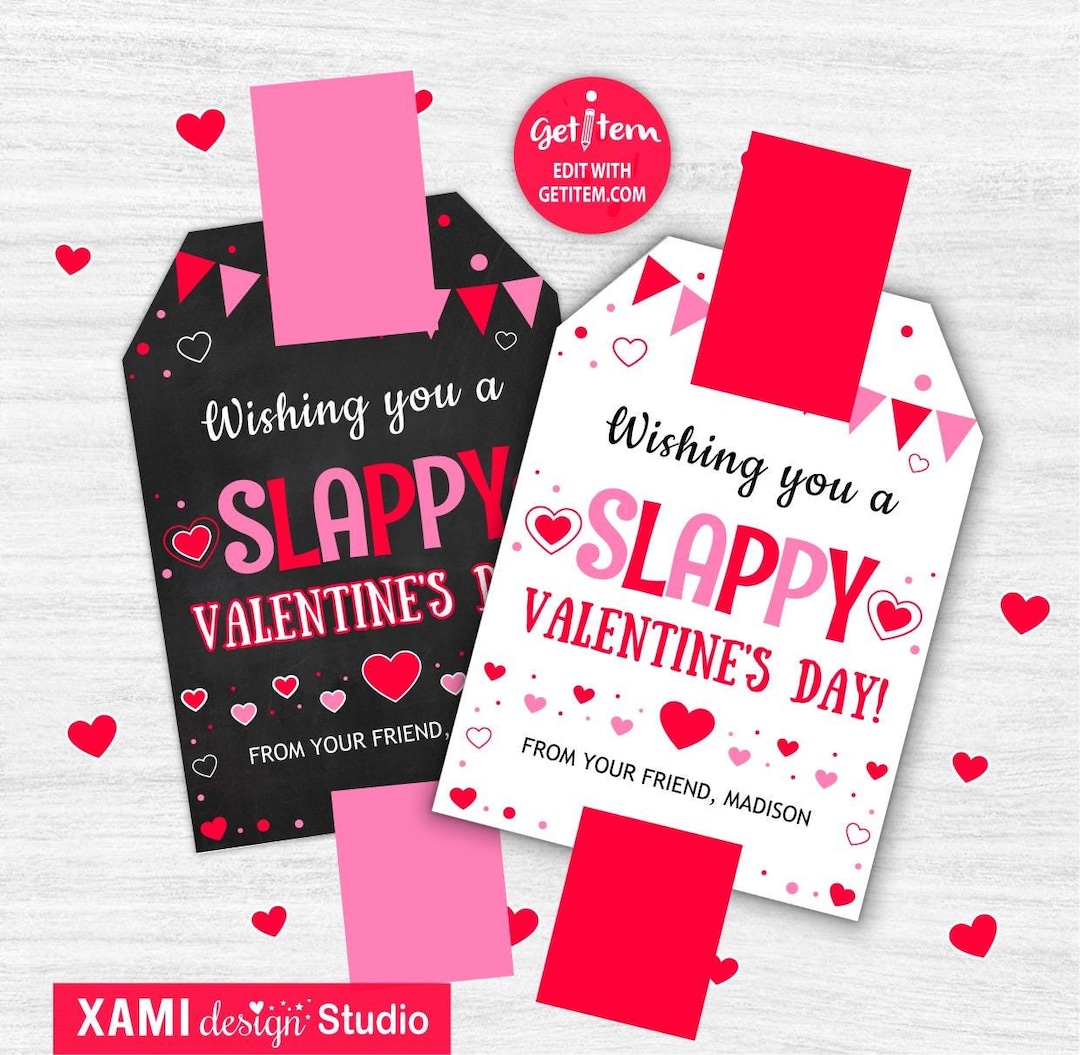 Editable Valentine Slap Bracelet Tags Slap Bracelet Valentine's Day ...