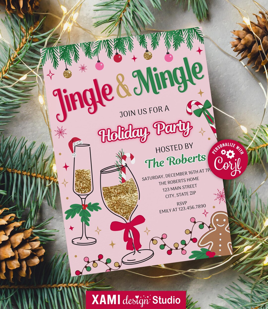 Editable Jingle and Mingle Christmas Party Invitation Jingle and Mingle ...