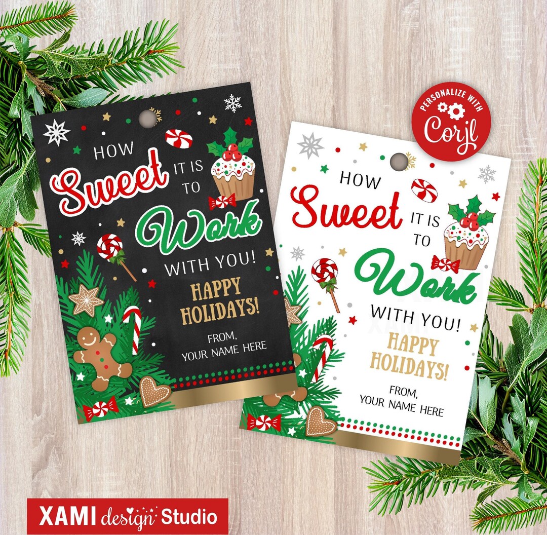 Editable Christmas Staff Gift Tag How Sweet It is to Work With You ...
