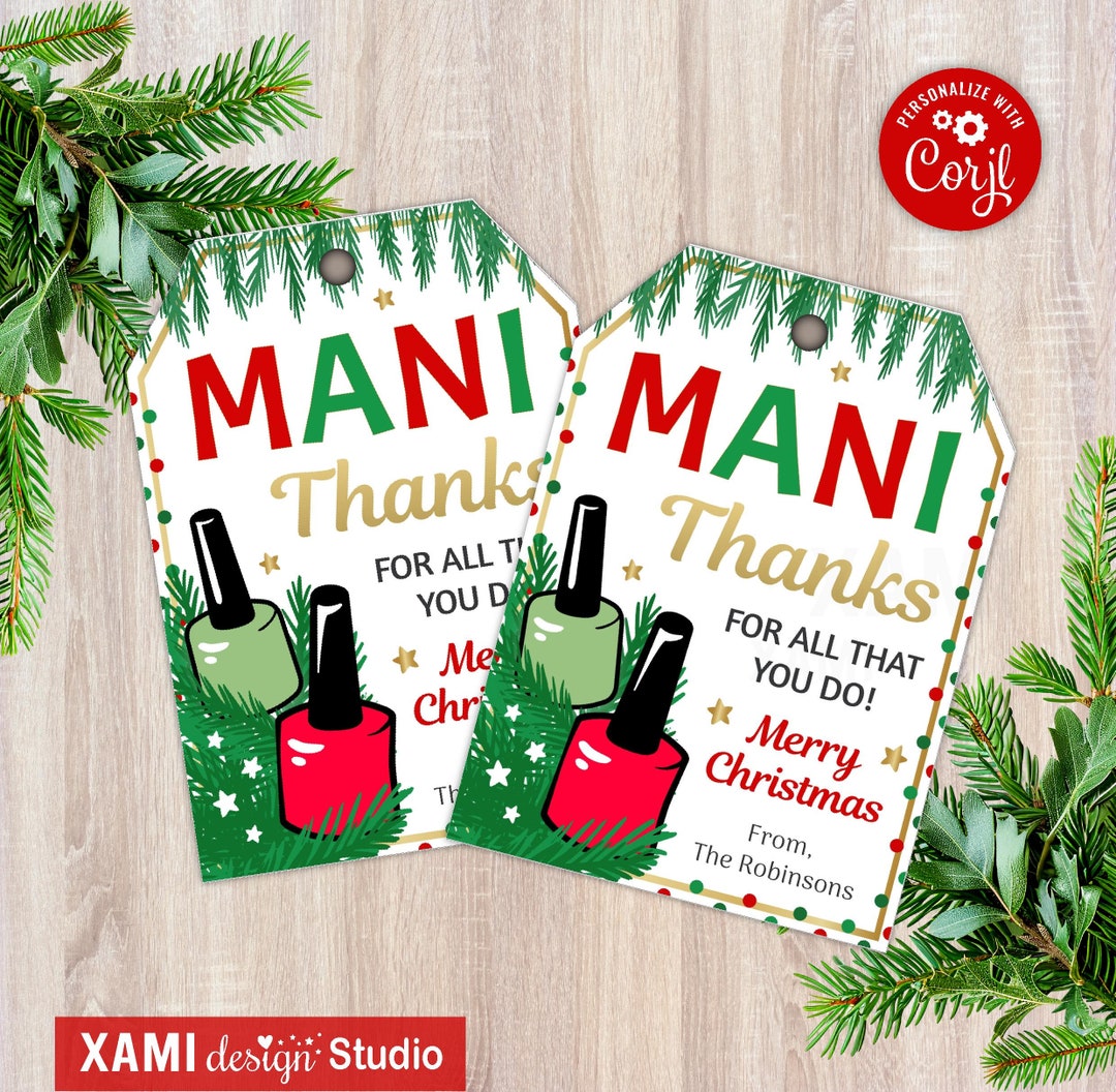 Editable Mani Thanks for All You Do Tag Christmas Gift Christmas Nail ...