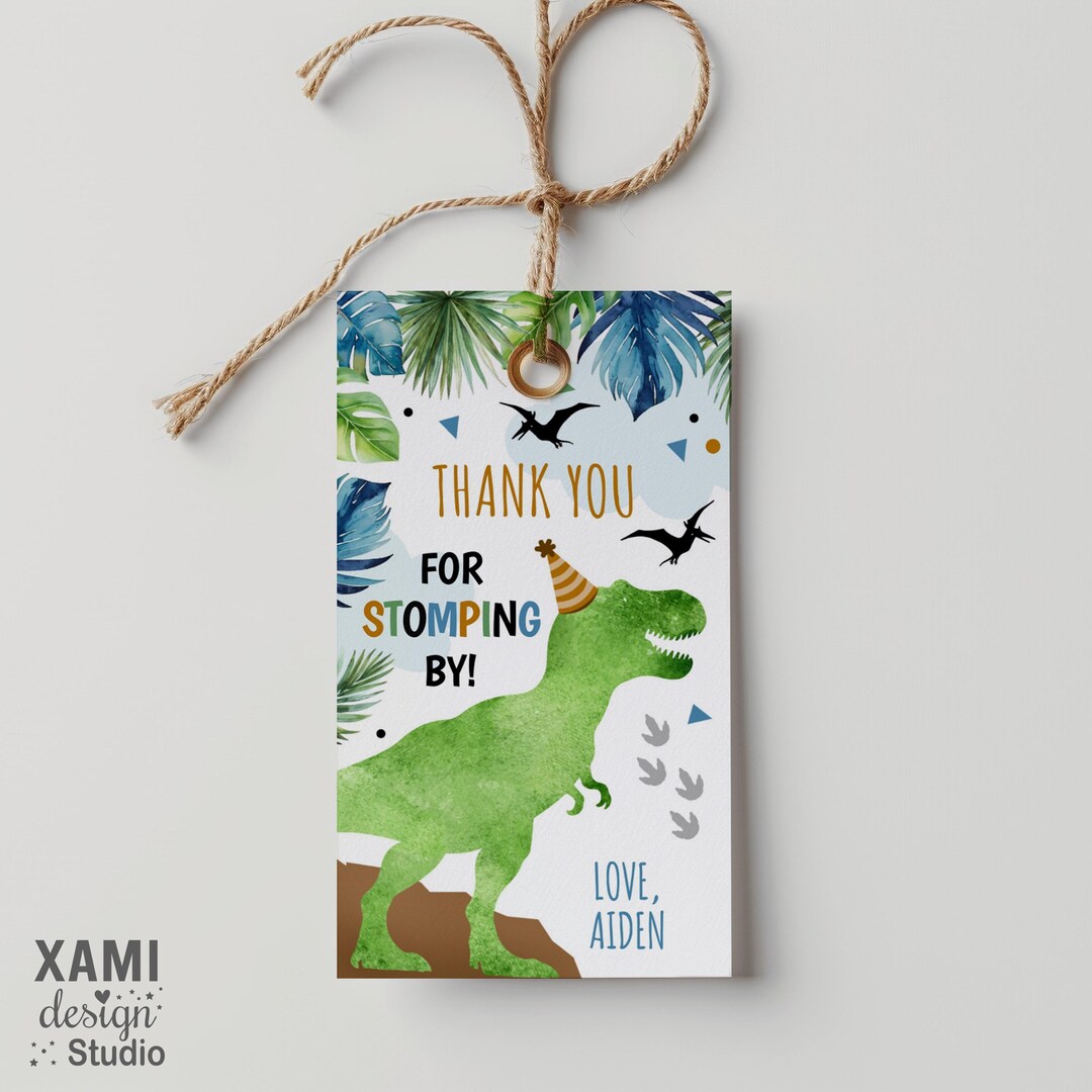 Editable Dinosaur Favor Tags Dino Boy Party T-rex Party Favor Tag ...