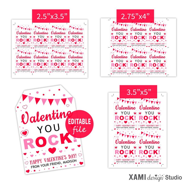 Editable Valentine You Rock Tag Classroom Rock Candy Tag Kids Classroom ...